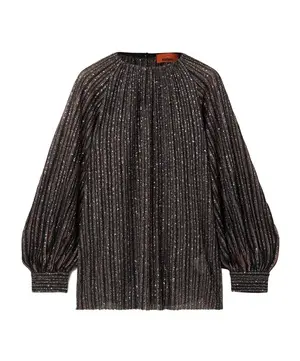Missoni Sequined Striped Crochet Knit Shirt