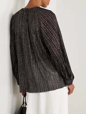 Missoni Sequined Striped Crochet Knit Shirt