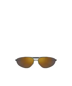 Balenciaga Metal Wraparound Aviator Sunglasses - Brown