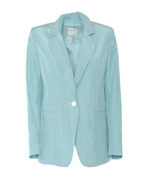 FORTE_FORTE Satin Boxy Jacket - Blue