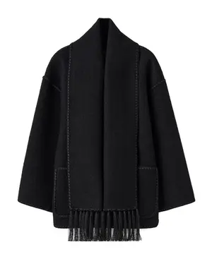 TOTEME Oversized Fringed Edge Scarf Jacket - Black