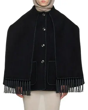 TOTEME Oversized Fringed Edge Scarf Jacket - Black