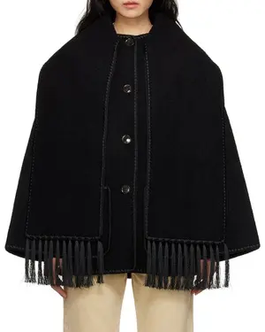 TOTEME Oversized Fringed Edge Scarf Jacket - Black