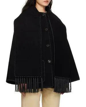 TOTEME Oversized Fringed Edge Scarf Jacket - Black