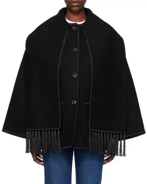 TOTEME Oversized Fringed Edge Scarf Jacket - Black