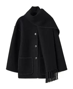 TOTEME Oversized Fringed Edge Scarf Jacket - Black