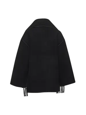 TOTEME Oversized Fringed Edge Scarf Jacket - Black