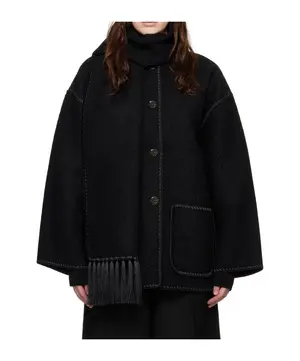 TOTEME Oversized Fringed Edge Scarf Jacket - Black