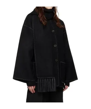 TOTEME Oversized Fringed Edge Scarf Jacket - Black