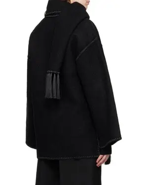 TOTEME Oversized Fringed Edge Scarf Jacket - Black