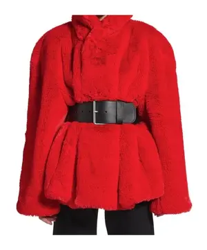Balenciaga Belted Faux Fur Coat