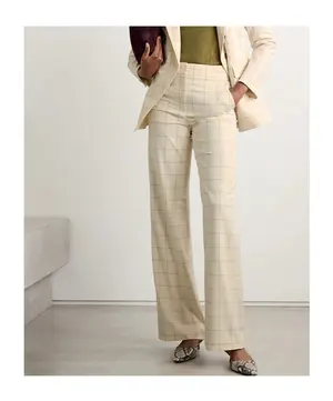 Veronica Beard Plaid Wide-leg Trousers