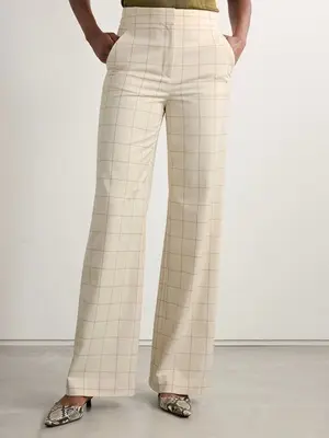 Veronica Beard Plaid Wide-leg Trousers