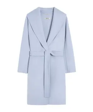 Max Mara Messi Belted Wrap Coat - Light Blue