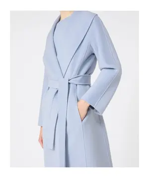 Max Mara Messi Belted Wrap Coat - Light Blue