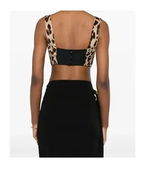 Dolce & Gabbana Dolce Gabbana Leopard Printed Bustier Top - Black