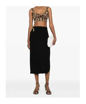 Dolce & Gabbana Dolce Gabbana Leopard Printed Bustier Top - Black