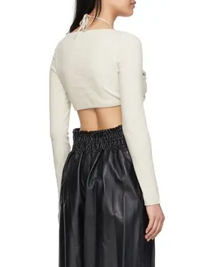 Rosetta Getty Halterneck Cropped Long Sleeve Top