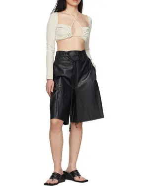 Rosetta Getty Halterneck Cropped Long Sleeve Top