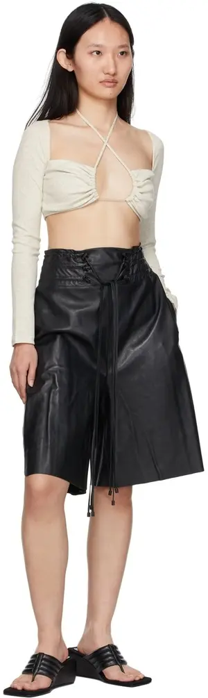 Rosetta Getty Halterneck Cropped Long Sleeve Top