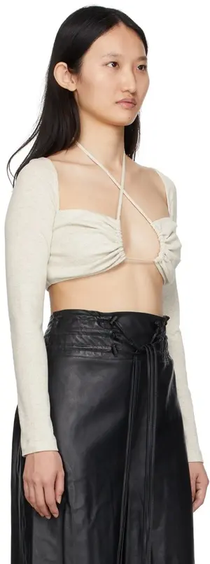 Rosetta Getty Halterneck Cropped Long Sleeve Top