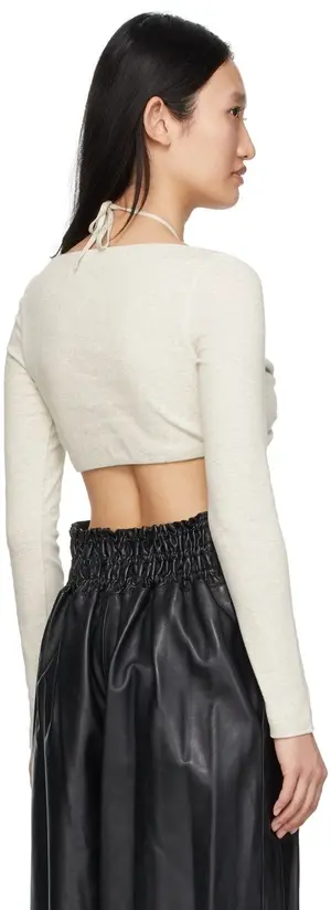 Rosetta Getty Halterneck Cropped Long Sleeve Top
