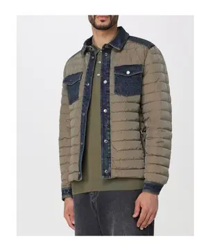MOORER Crespi Quilted Down Jacket With Denim Trim - Gray