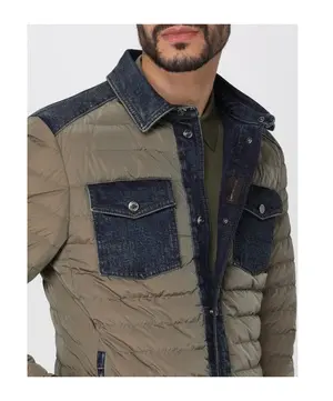 MOORER Crespi Quilted Down Jacket With Denim Trim - Gray