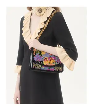 Valentino Garavani Vain Embroidered Shoulder Bag