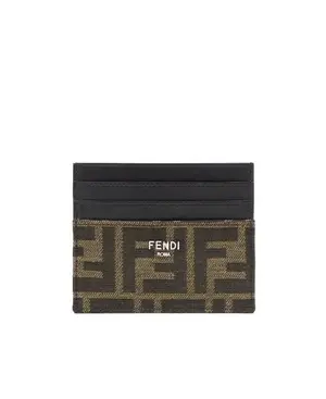 Fendi Ff Jacquard Open Top Card Holder - Brown