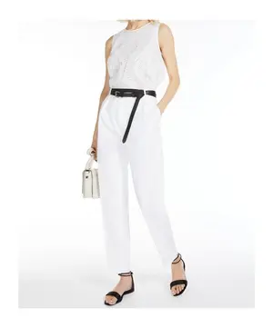 Max Mara Cotton Gabardine Casual Pants - White