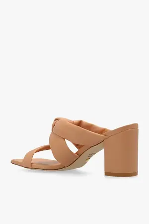 STUART WEITZMAN Square Toe Logo Detail Heeled Mules