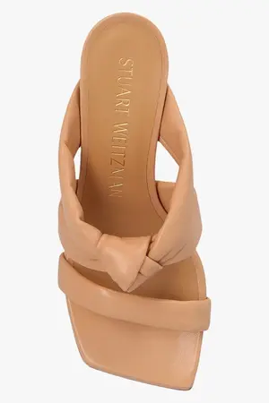 STUART WEITZMAN Square Toe Logo Detail Heeled Mules