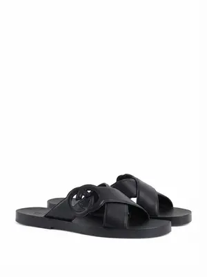 Gucci Crossover Strapped Sandals With Cut-out Logo Detail