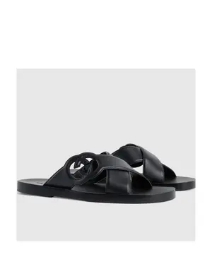 Gucci Crossover Strapped Sandals With Cut-out Logo Detail
