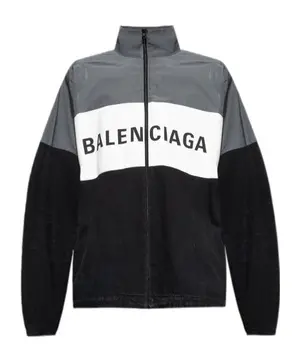 Balenciaga Logo Print Zip-up Track Jacket - Black