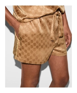 Gucci Gg Monogram Drawstring Shorts - Bronze