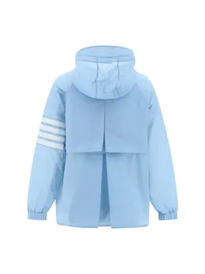 Thom Browne Zip-up Hooded Jacket With Four-bar Detail - Medium Blue