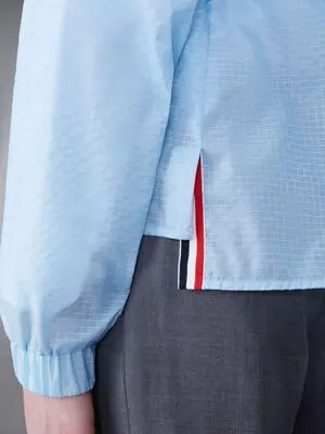 Thom Browne Zip-up Hooded Jacket With Four-bar Detail - Medium Blue