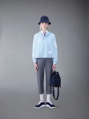 Thom Browne Zip-up Hooded Jacket With Four-bar Detail - Medium Blue