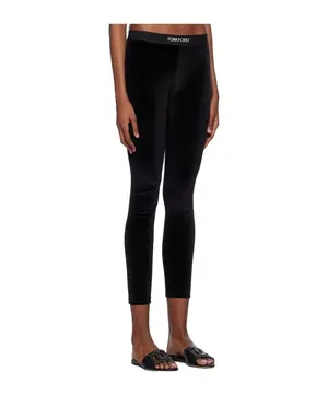 TOM FORD Stretch Lustrous Velour Signature Leggings - Black