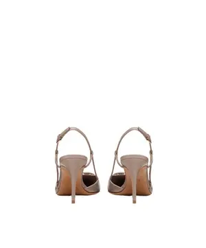 Valentino Garavani Vlogo Plaque Pointed Toe Slingback Pumps - Nude Pink