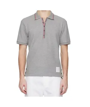 Thom Browne Cotton Polo Shirt - Light Gray