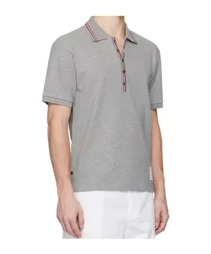 Thom Browne Cotton Polo Shirt - Light Gray