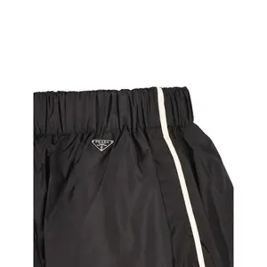 Prada Logo Plaque Elasticated Waistband Shorts - Black