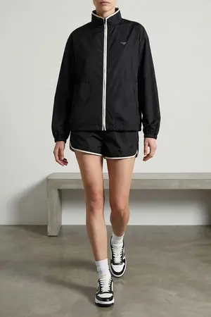 Prada Logo Plaque Elasticated Waistband Shorts - Black
