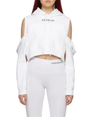 KIMHEKIM Terry Logo Cutout Hooded Sweater