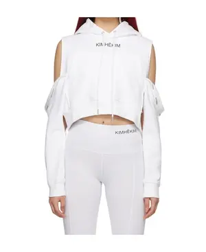 KIMHEKIM Terry Logo Cutout Hooded Sweater