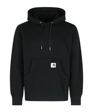 Sacai X Carhartt Wip Logo Patch Drawstring Hoodie - Black