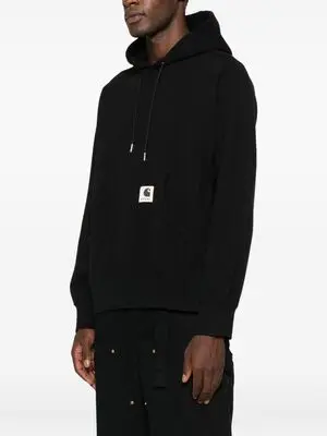 Sacai X Carhartt Wip Logo Patch Drawstring Hoodie - Black